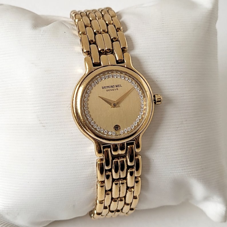 Vintage Raymond Weil Gold With Diamonds for Ladies 90s With Box - Etsy