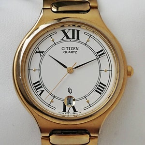 Vintage Citizen Gold With Roman Numerals 90s Ultra Rare - Etsy