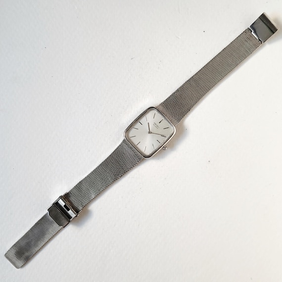 Vintage Seiko Tank with integrated mesh bracelet 90s … - Gem