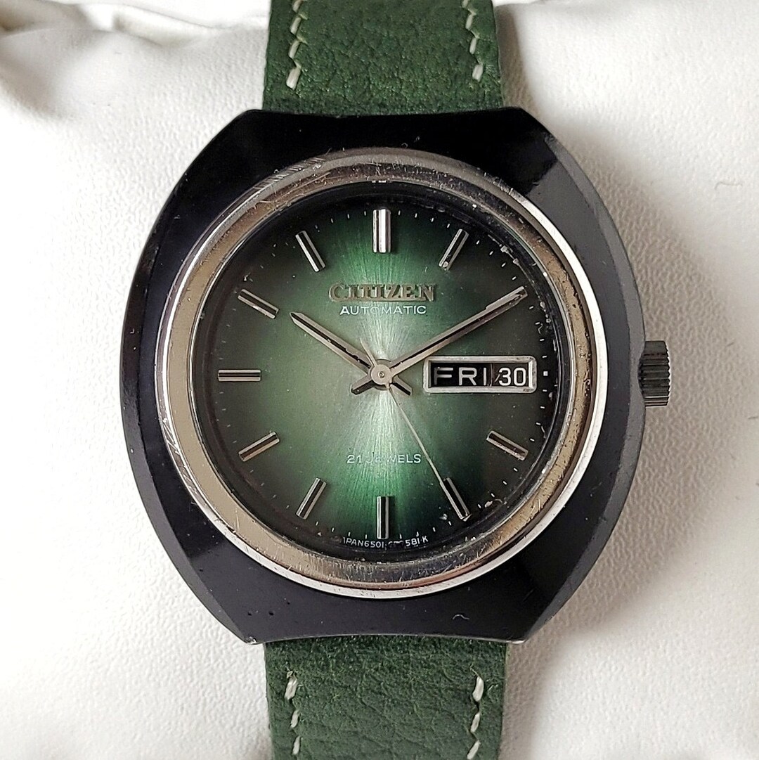 Vintage Citizen Green 80s Unique - Etsy