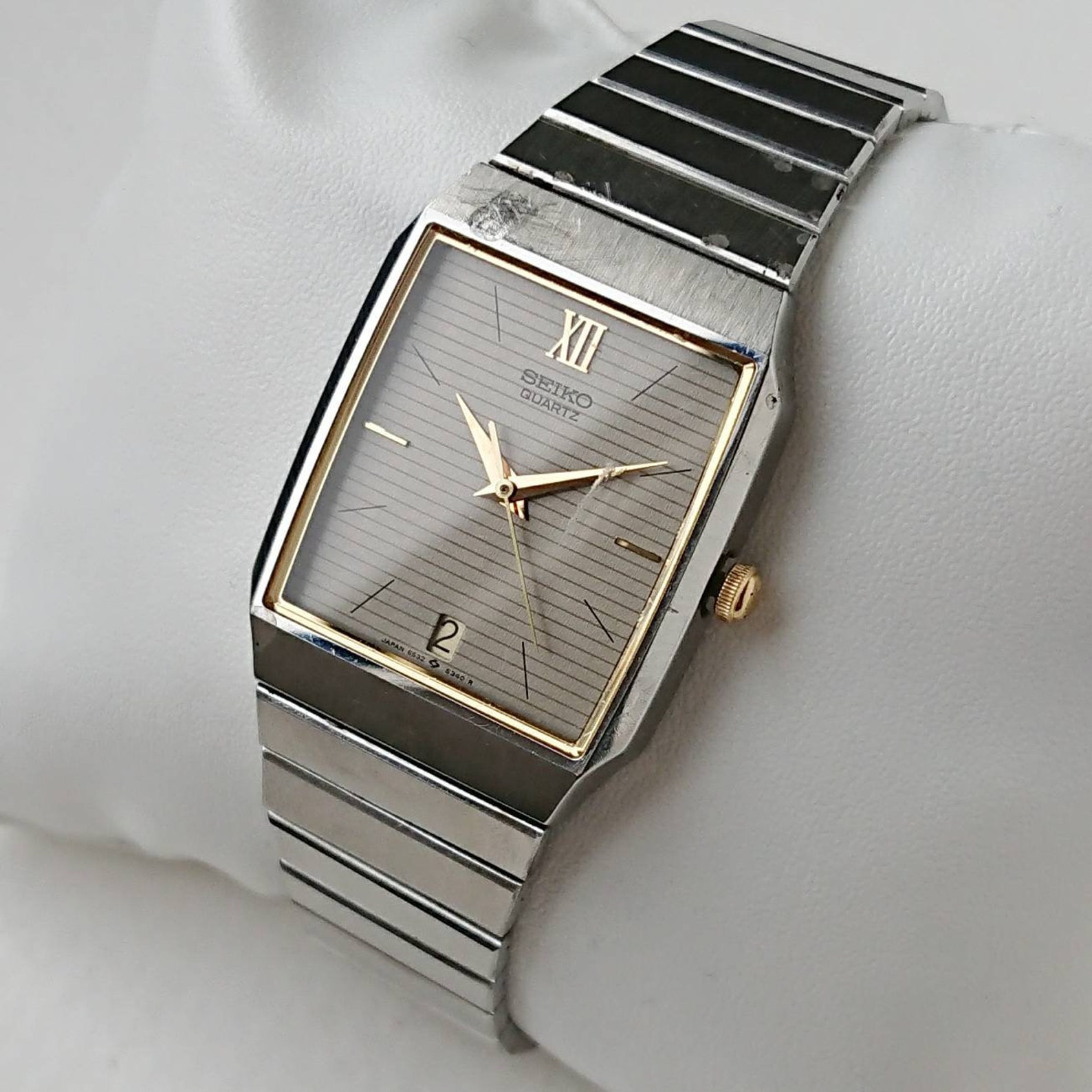 Vintage Seiko Rectangular Gray&gold 80s Ultra Rare - Etsy