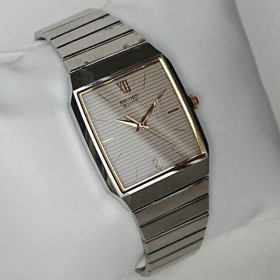Vintage Seiko Rectangular Gray&Gold 80s Ultra Rare - Gem