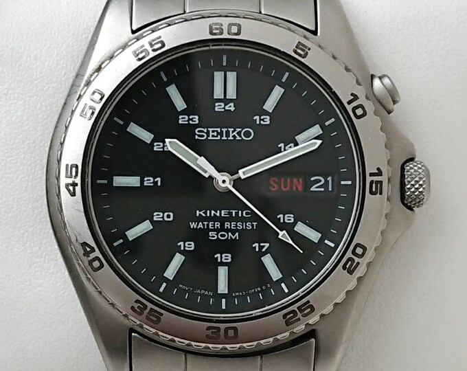 Vintage Seiko Kinetic Black 90s Ultra Rare - Etsy