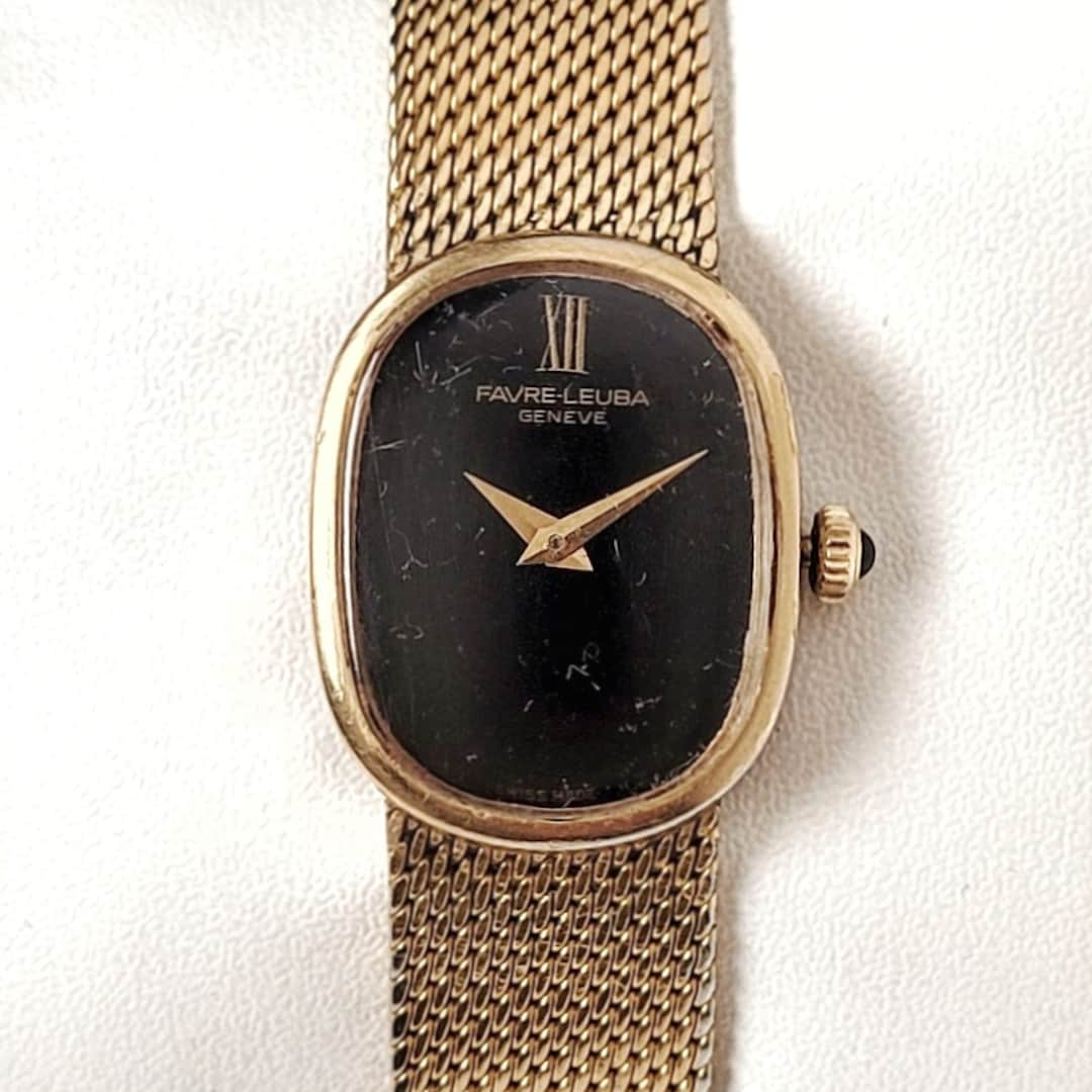 Vintage Favre Leuba Elliptical Black & Gold 70s Unique - Etsy