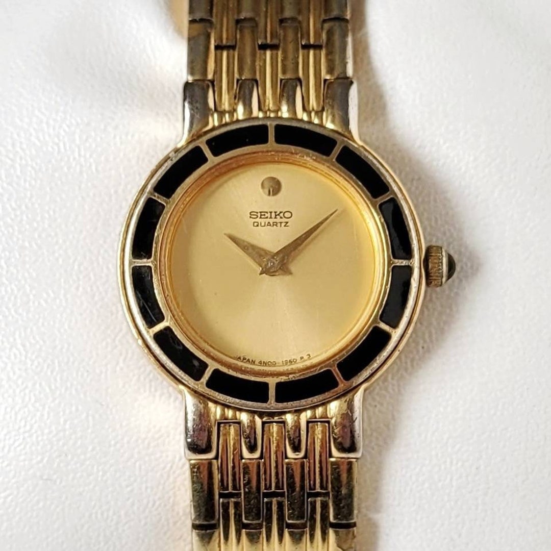 Vintage Seiko Black&gold 90s All Original - Etsy