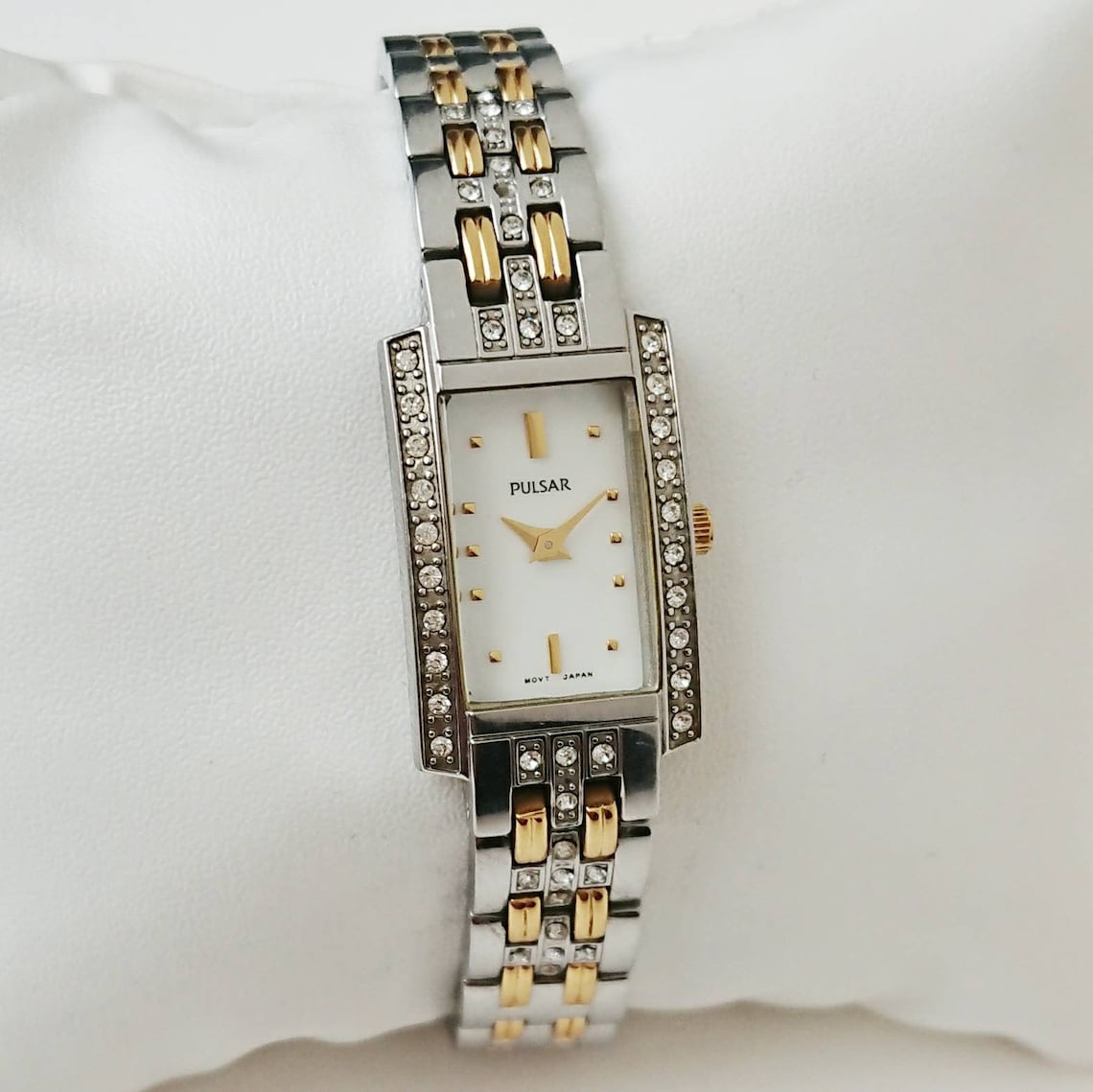 Vintage Pulsar Tank Mother of Pearl Dial With Diamonds 90s All - Etsy