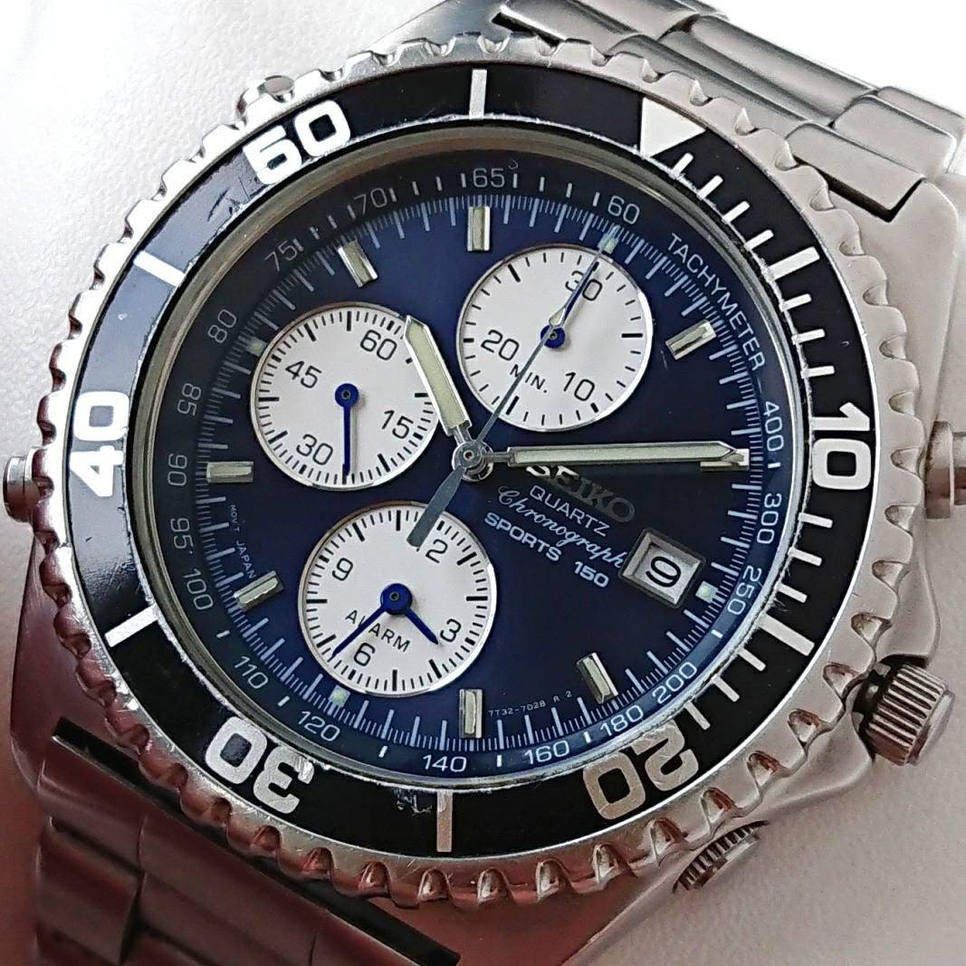 Vintage Seiko Reverse Panda Blue 90s the Rarest Panda of All | Etsy