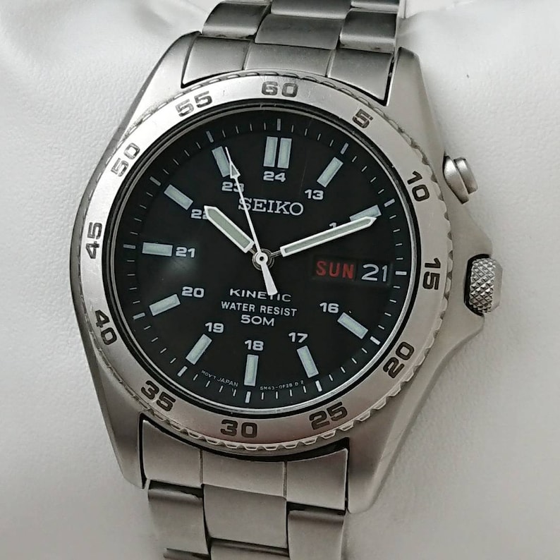 Vintage Seiko Kinetic Black 90s Ultra Rare | Etsy