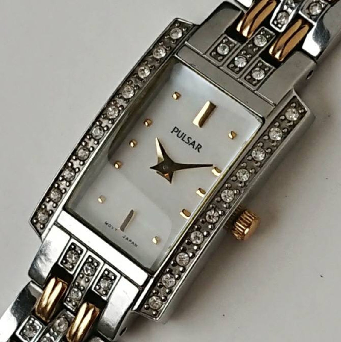 Vintage Pulsar Tank Mother of Pearl Dial With Diamonds 90s All - Etsy