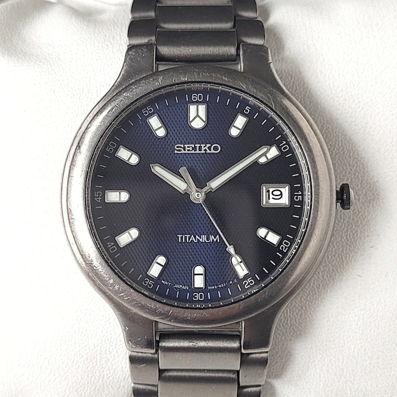 Vintage Seiko Blue 90s Titanium - Etsy