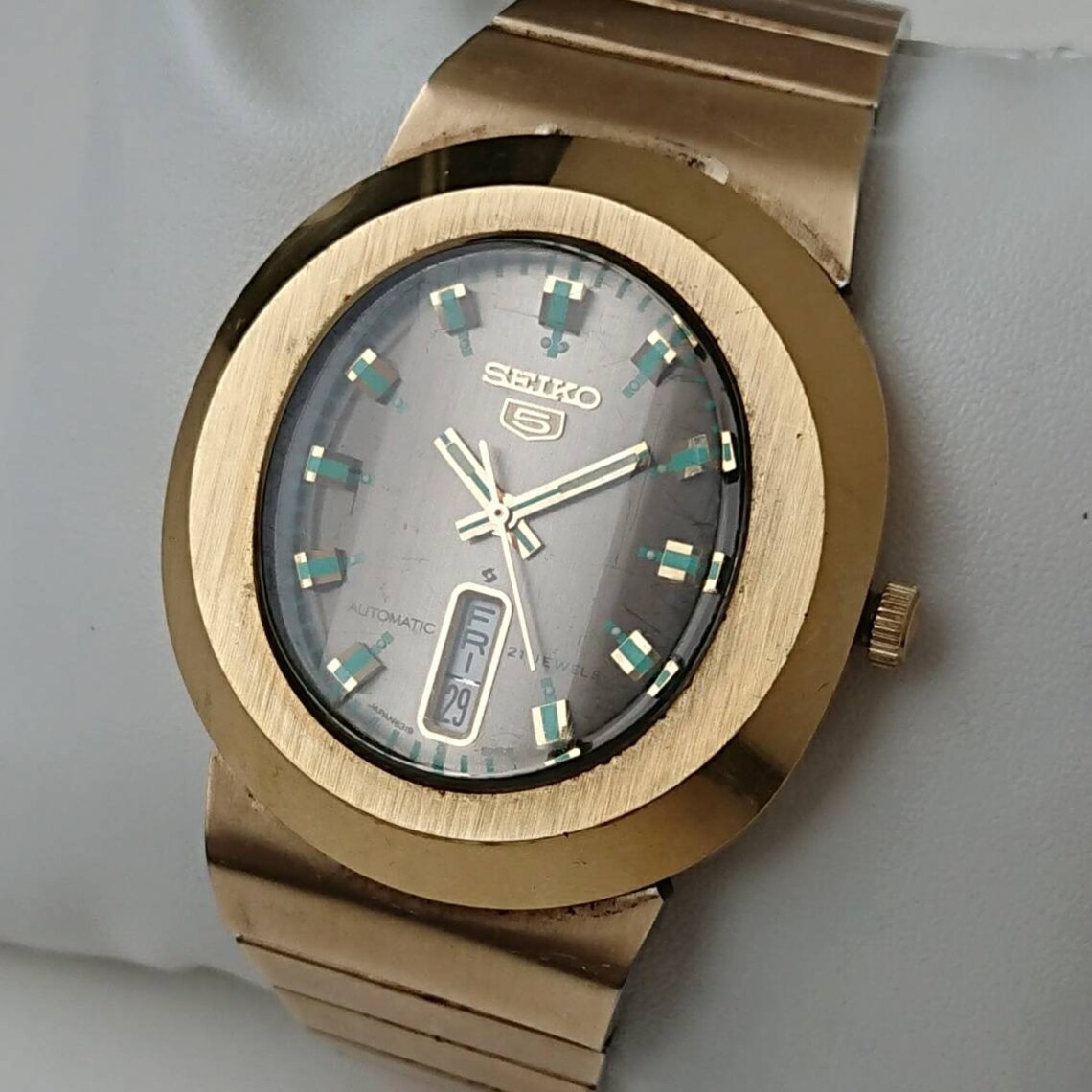 Vintage Seiko 5 Gold&green 70s Super Rare | Etsy