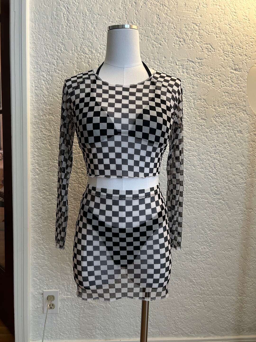 Checker Mesh Set/ Rave Outfit/ Festival Outfit - Etsy