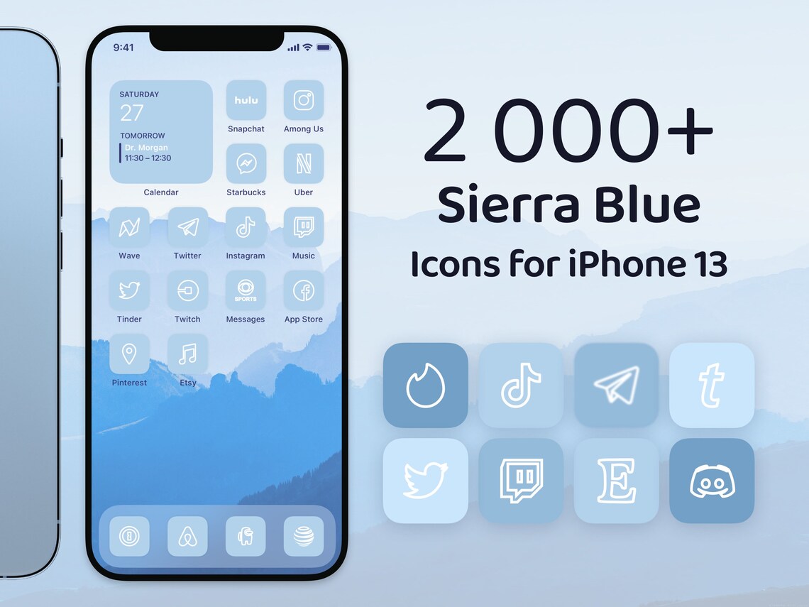 2 000 Sierra Blue Ios 15 App Icon Covers for New Iphone 13 - Etsy