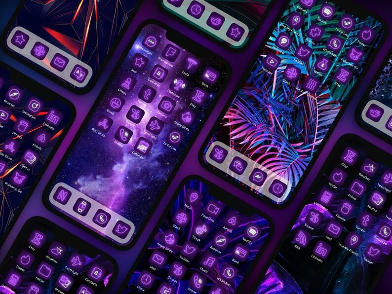 500 Purple Neon Ios App Icon Pack Magenta Neon Aesthetic - Etsy