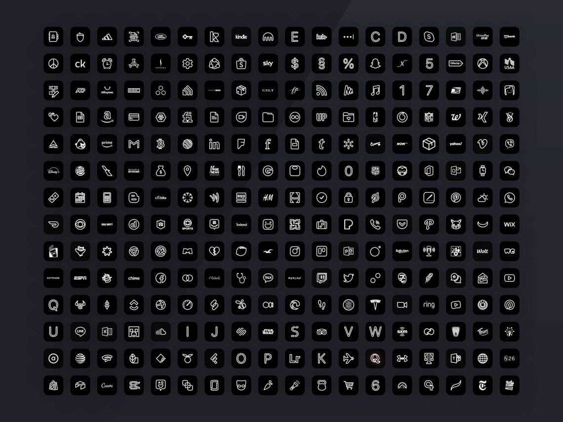 500 Minimal Black App Icon Covers for Ios Home Screen | Etsy