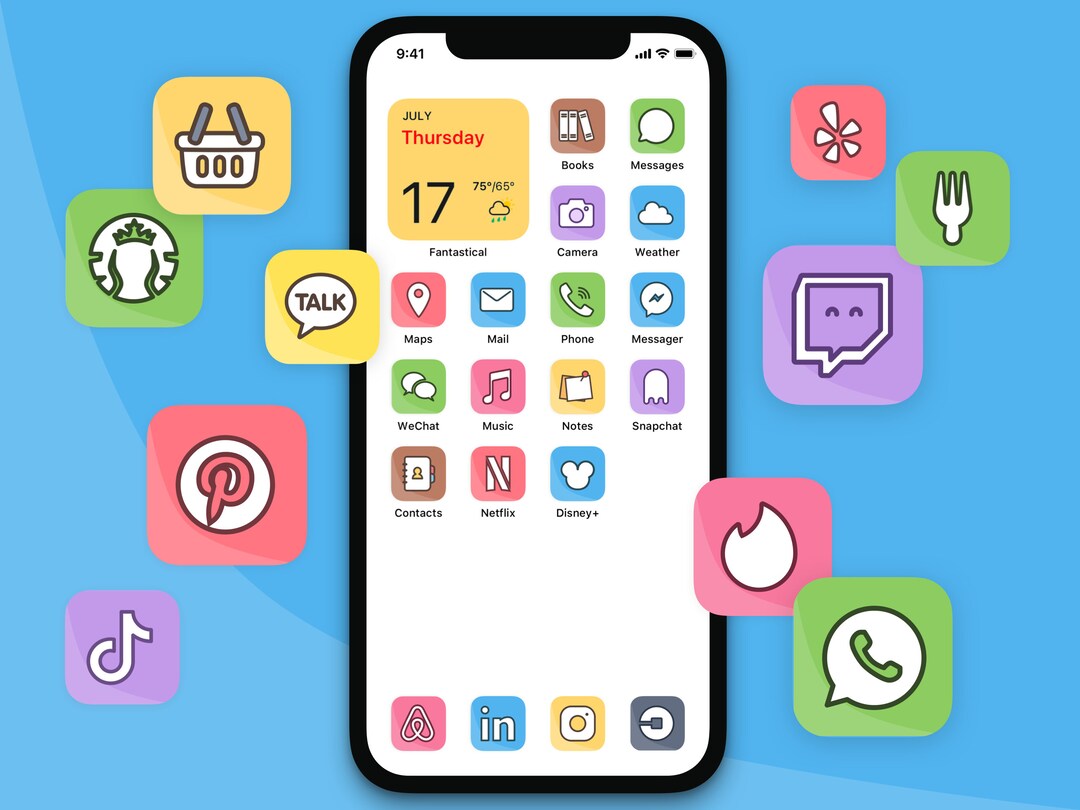 75 Bold Cartoon Style Ios 14 Icons Cute App Covers for Your iPhone Home ...