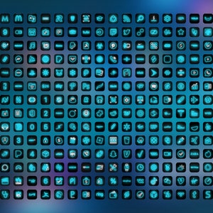 500+ Blue Neon Ios App Icon Pack | Turquoise Aqua Neon Aesthetic for ...