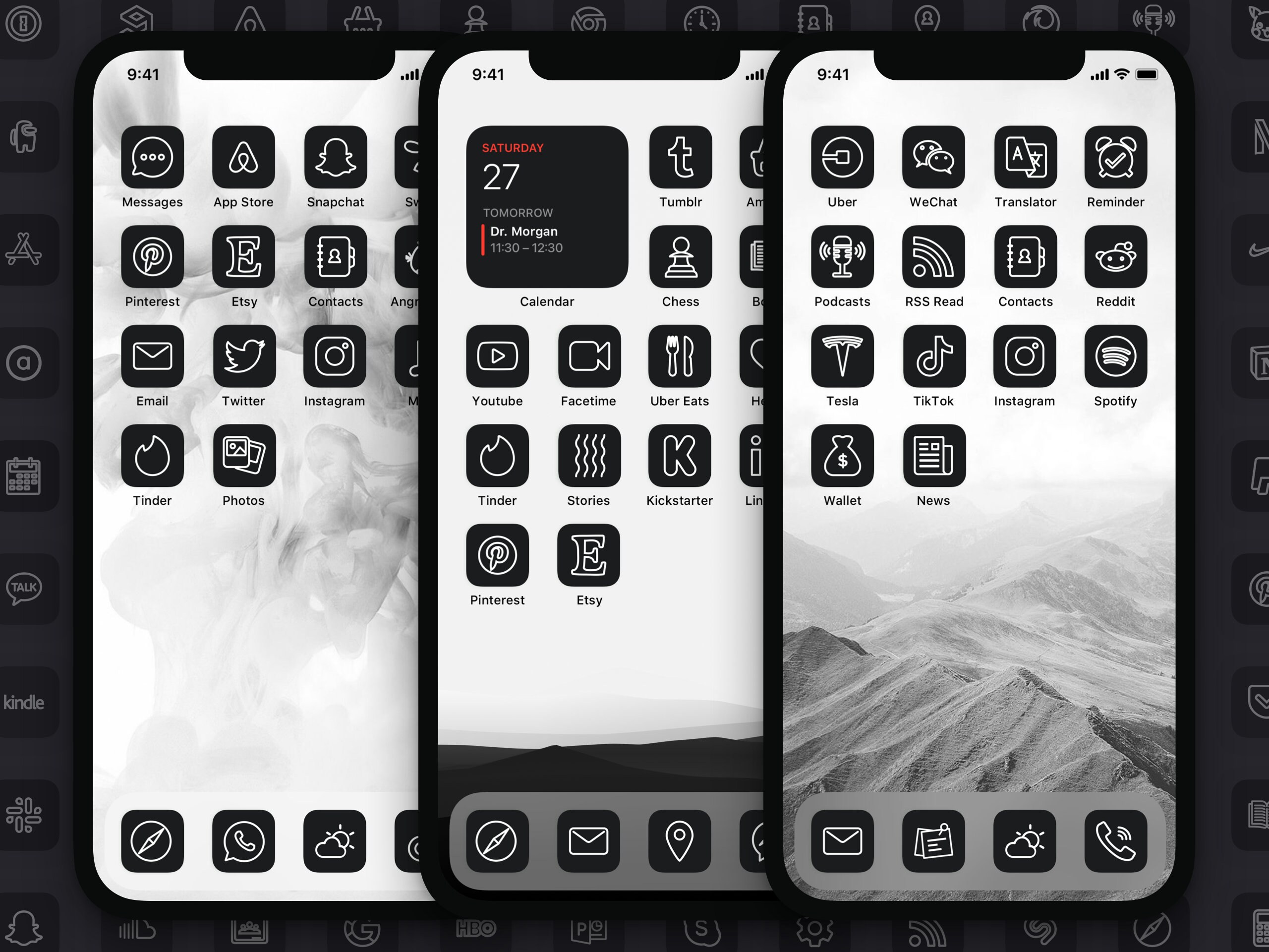 500 Minimal Black App Icon Covers for iOS Home Screen - Etsy 日本
