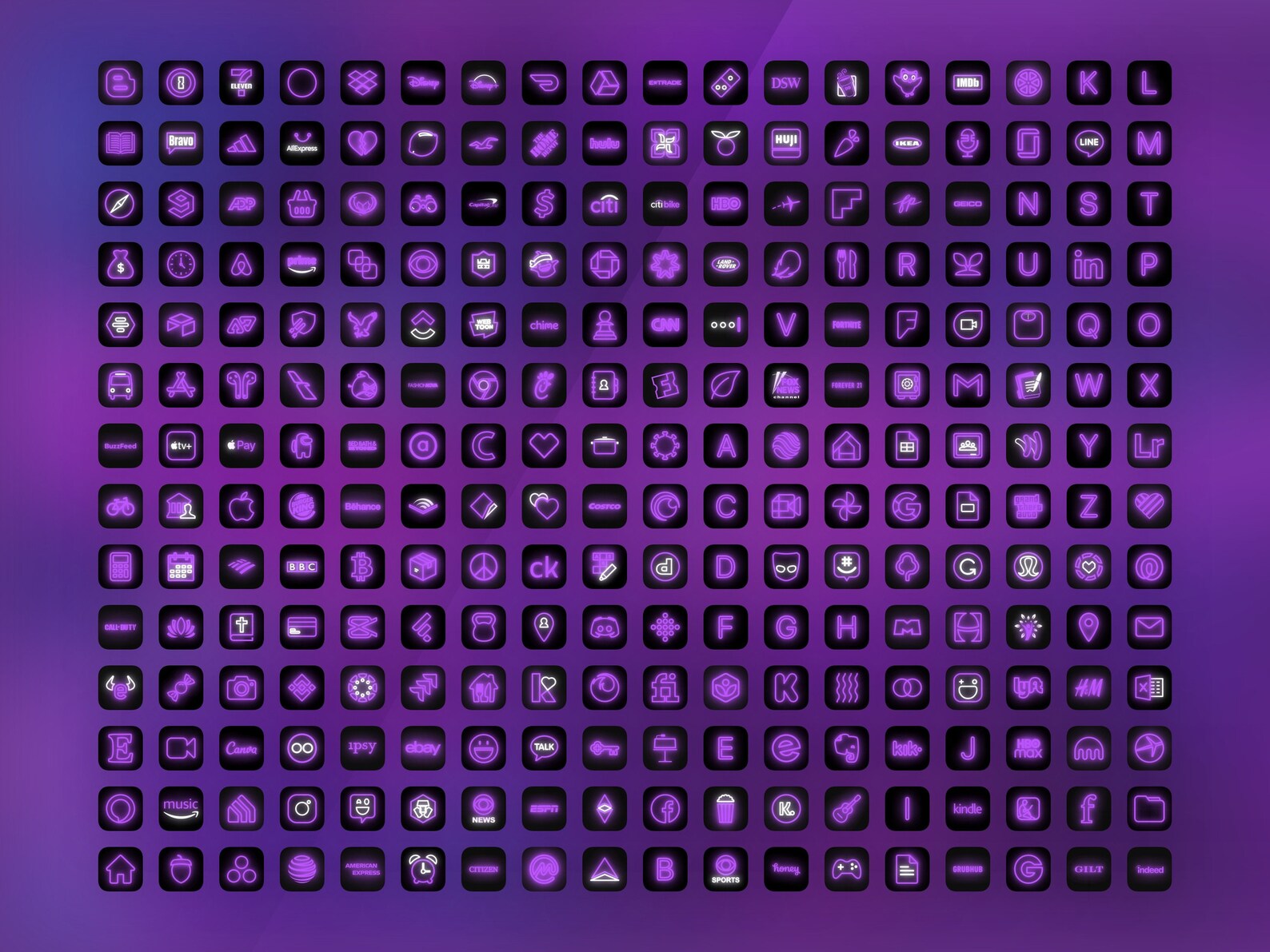 500 Purple Neon Ios App Icon Pack Magenta Neon Aesthetic - Etsy