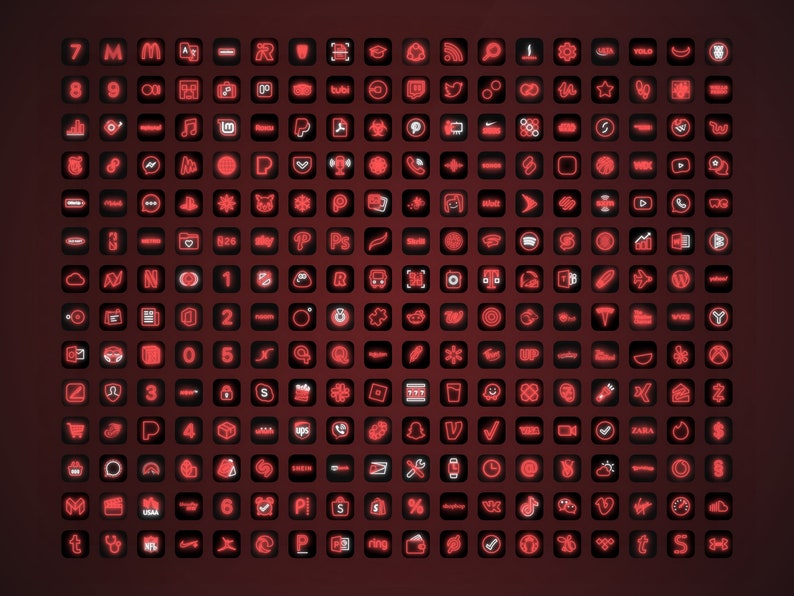 500 Red Neon Ios App Icons Christmas Aesthetic for Iphone | Etsy