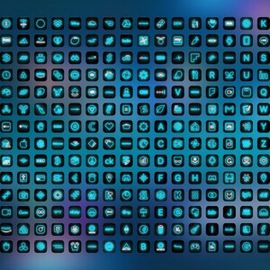 500+ Blue Neon Ios App Icon Pack | Turquoise Aqua Neon Aesthetic for ...