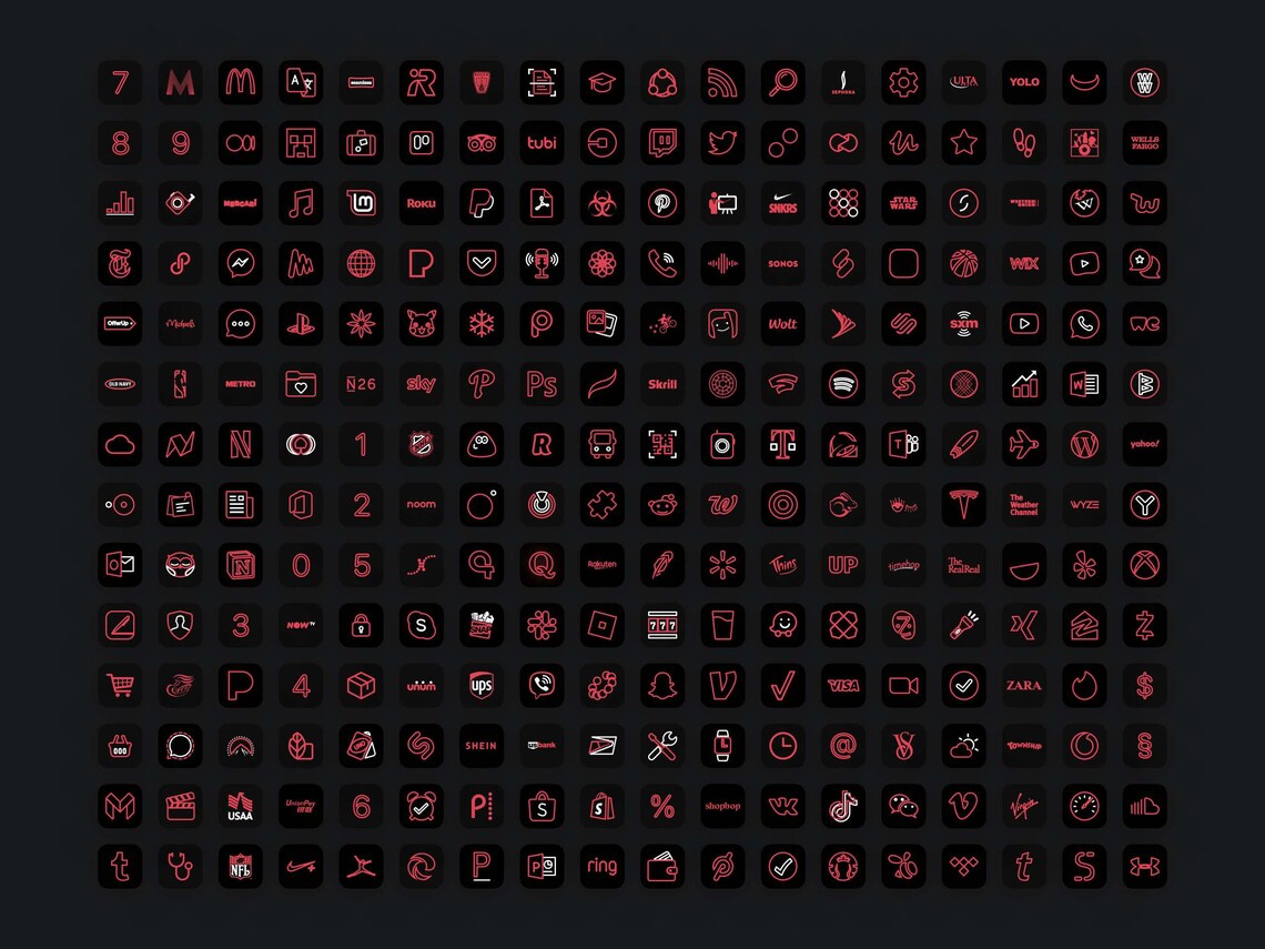 500 Red App Icon Covers for Ios Home Screen Iphone and Ipad | Etsy