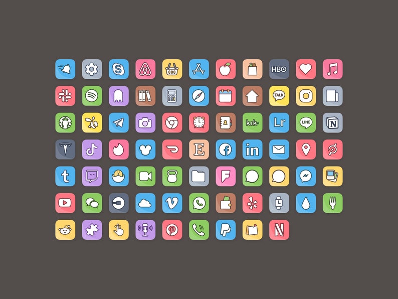 75 Bold Cartoon Style Ios 14 Icons Cute App Covers for Your - Etsy