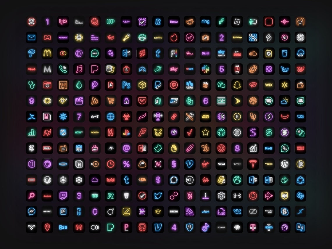 500 Ios Underground Neon App Icon Covers for Iphone Home - Etsy