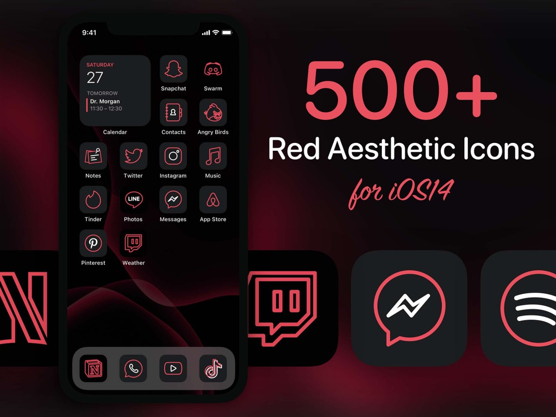 500 Red App Icon Covers for Ios Home Screen Iphone and Ipad | Etsy