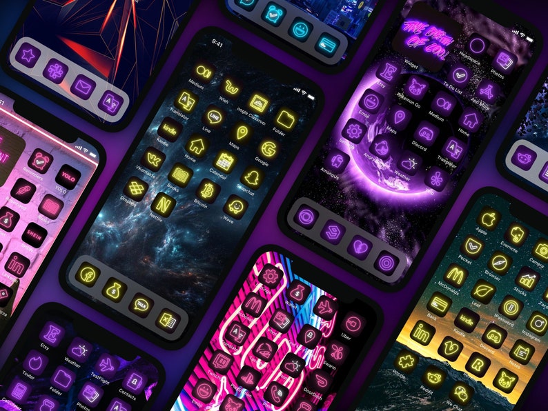 4 000 Neon Ios App Icons Covers for Iphone Home Screen - Etsy