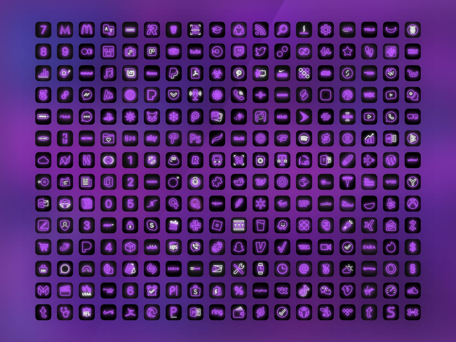 500 Purple Neon Ios App Icon Pack Magenta Neon Aesthetic - Etsy