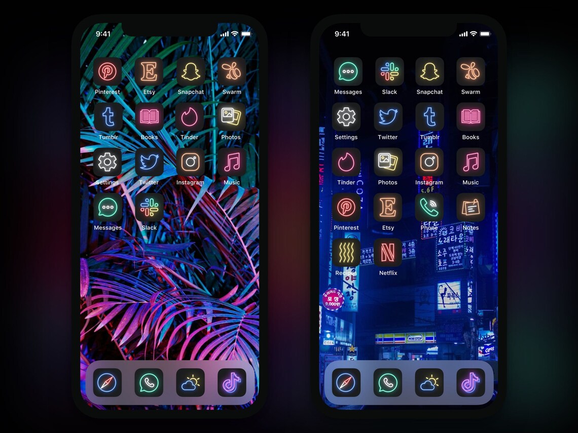 500 Ios Underground Neon App Icon Covers for Iphone Home - Etsy