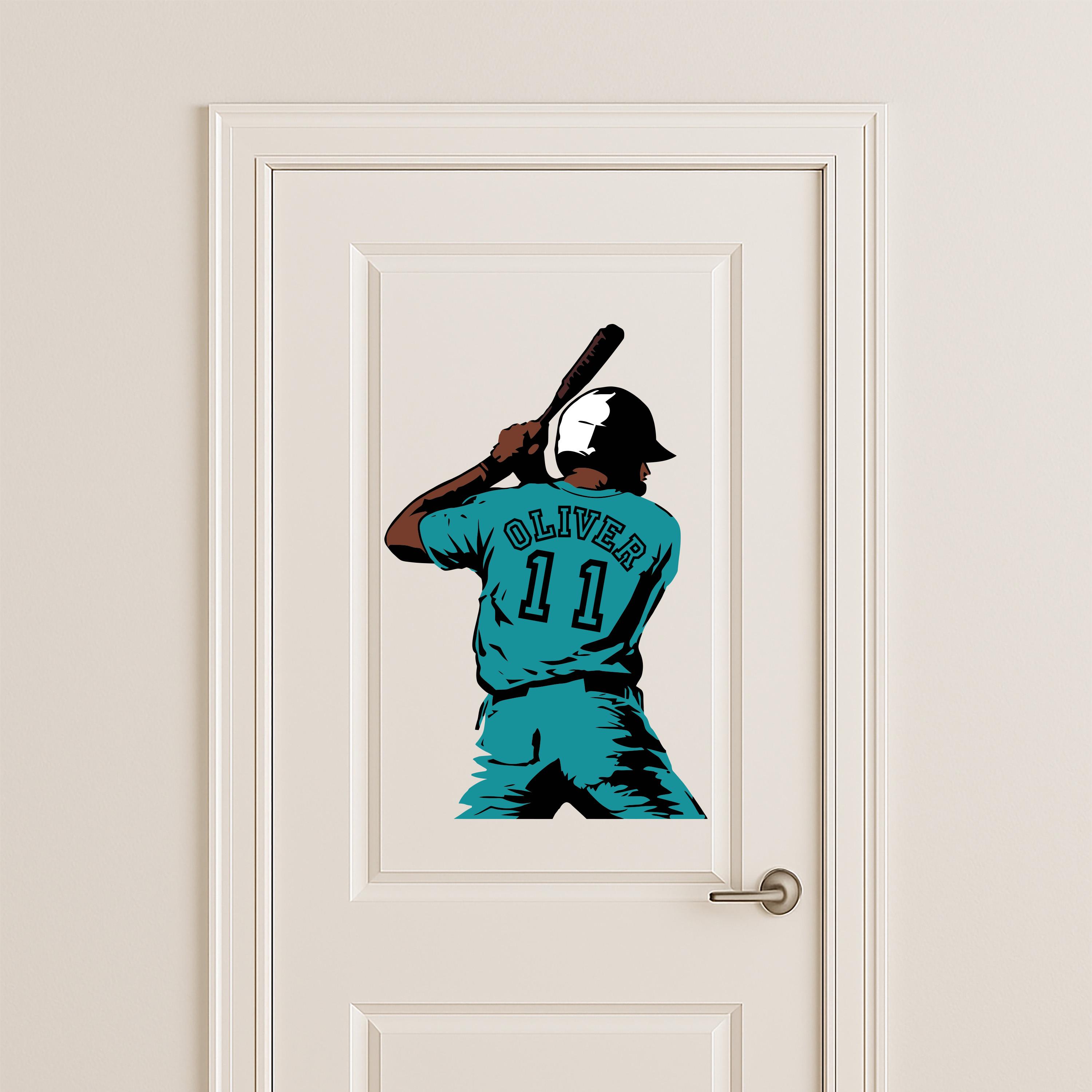 Custom Baseball Player Wall Decal, Custom Name Number Vinyl Sticker - Etsy