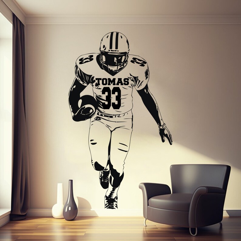 Custom Football Player Wall Decal Personalize Your Name & Numbers Vinyl ...