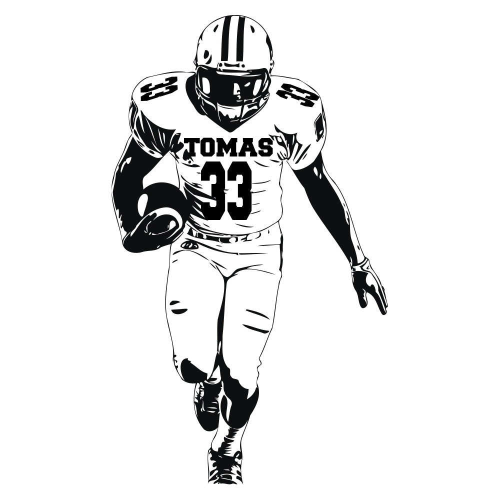 Custom Football Player Wall Decal Personalize Your Name & Numbers Vinyl ...