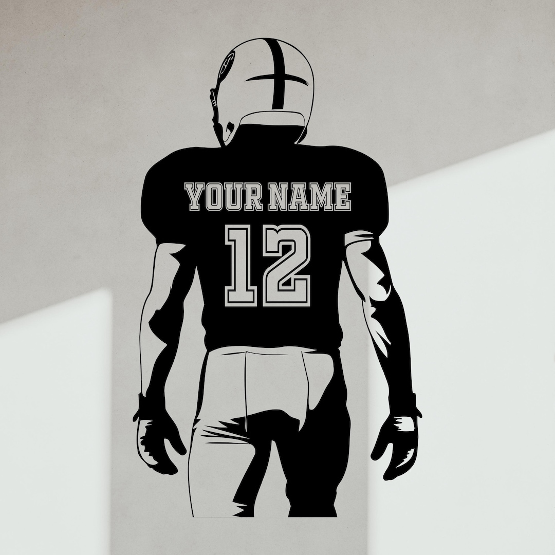 Personalized Football Player Decal | Custom Name & Number | Sports Wall ...