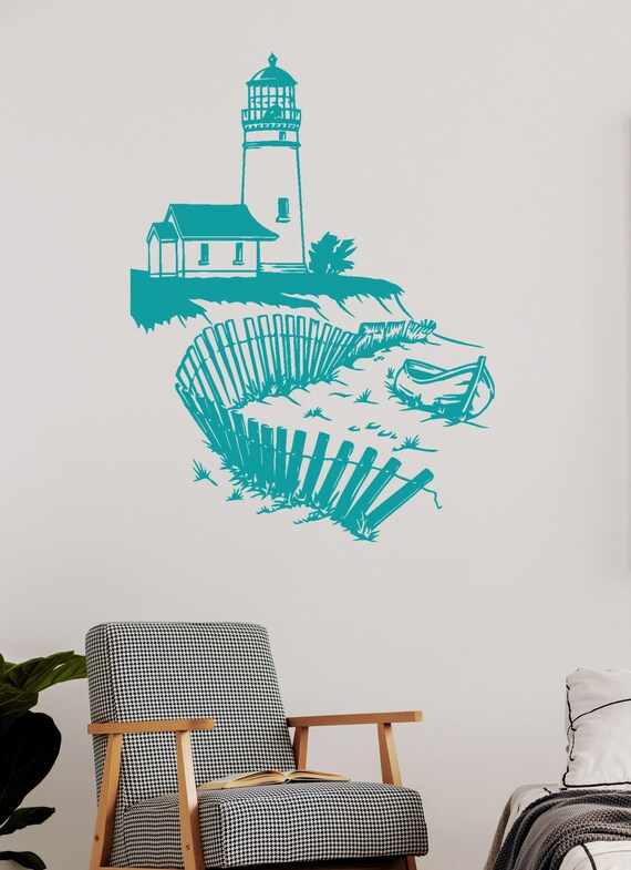 Wall Vinyl Decal Lighthouse Beacon Nautical Bathroom Vinyl - Etsy