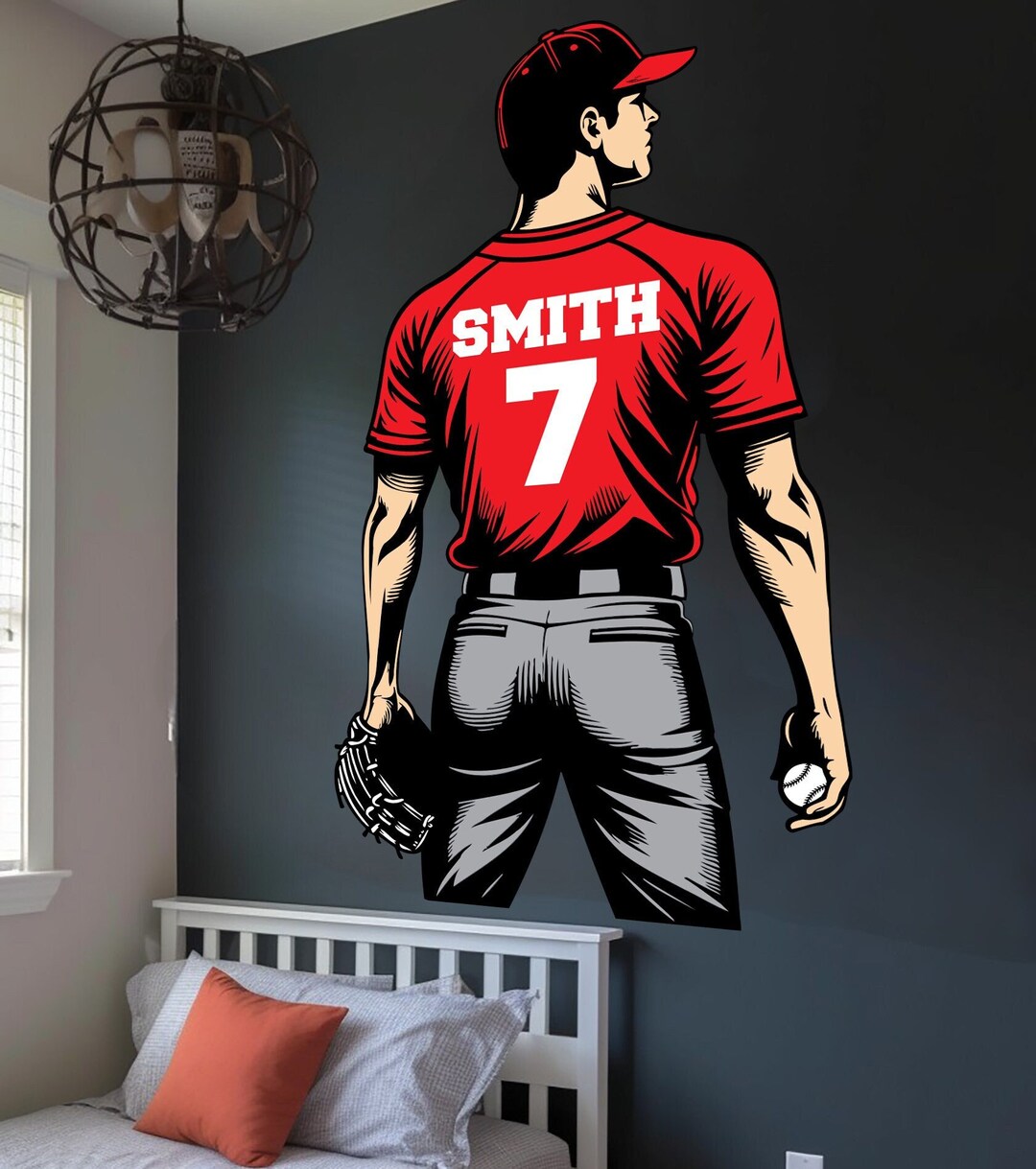 Personalized Baseball Player Wall Decal: Boy's Room Decor - Etsy
