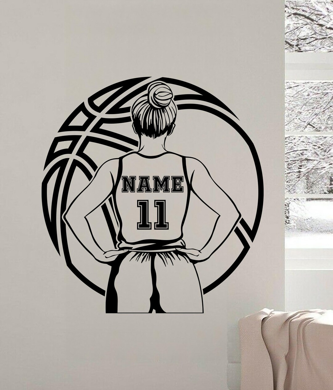 Custom Basketball Girl Vinyl Decal: Personalized Name & Number - Etsy