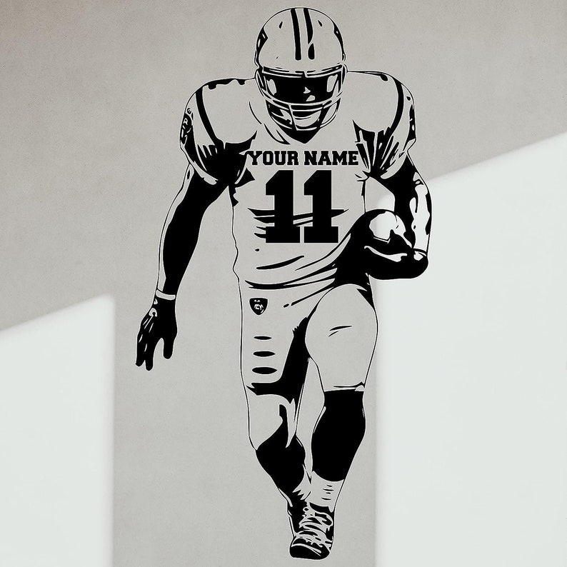 Custom Football Player Wall Decal - Personalize With Name & Numbers ...
