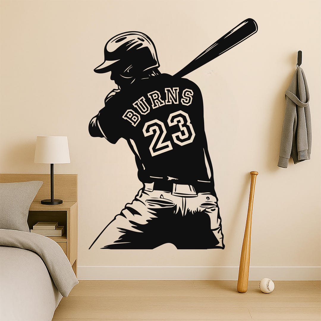 Personalized Baseball Player Wall Decal - Customize With Your Name ...