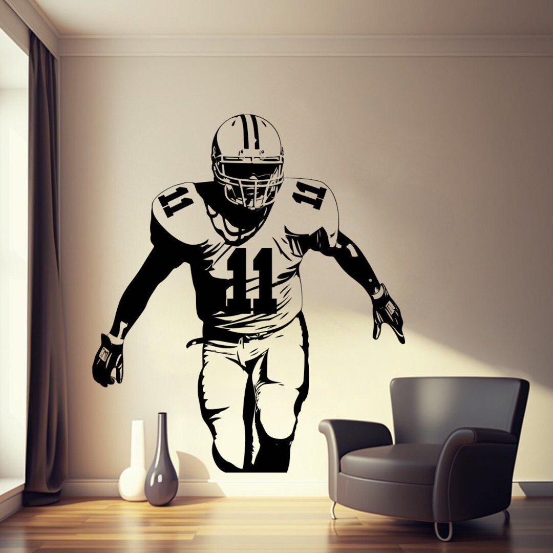 Personalized Football Player Wall Decal: Custom Name & Number Vinyl ...