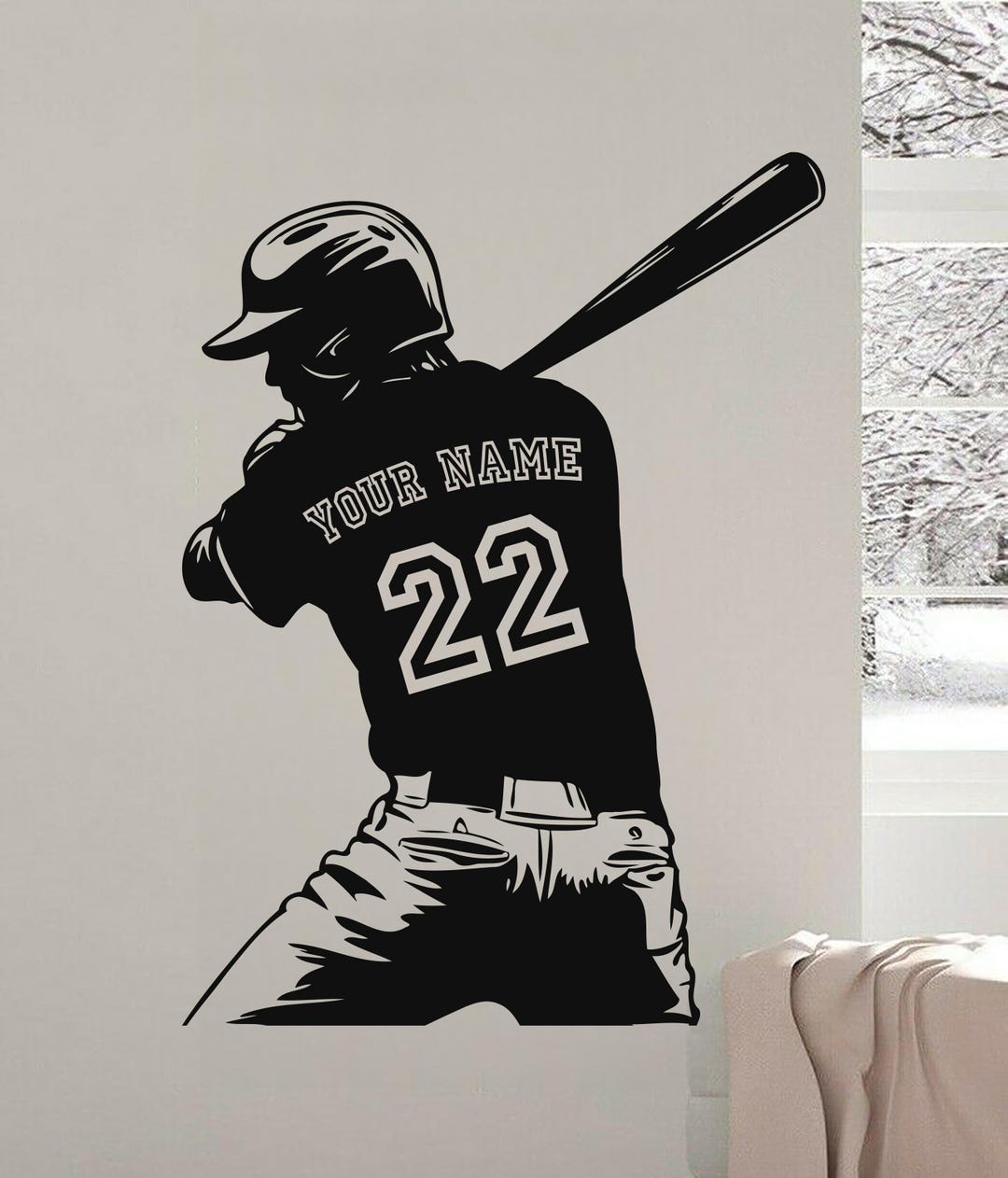 Personalized Baseball Player Wall Decal - Customize With Your Name ...