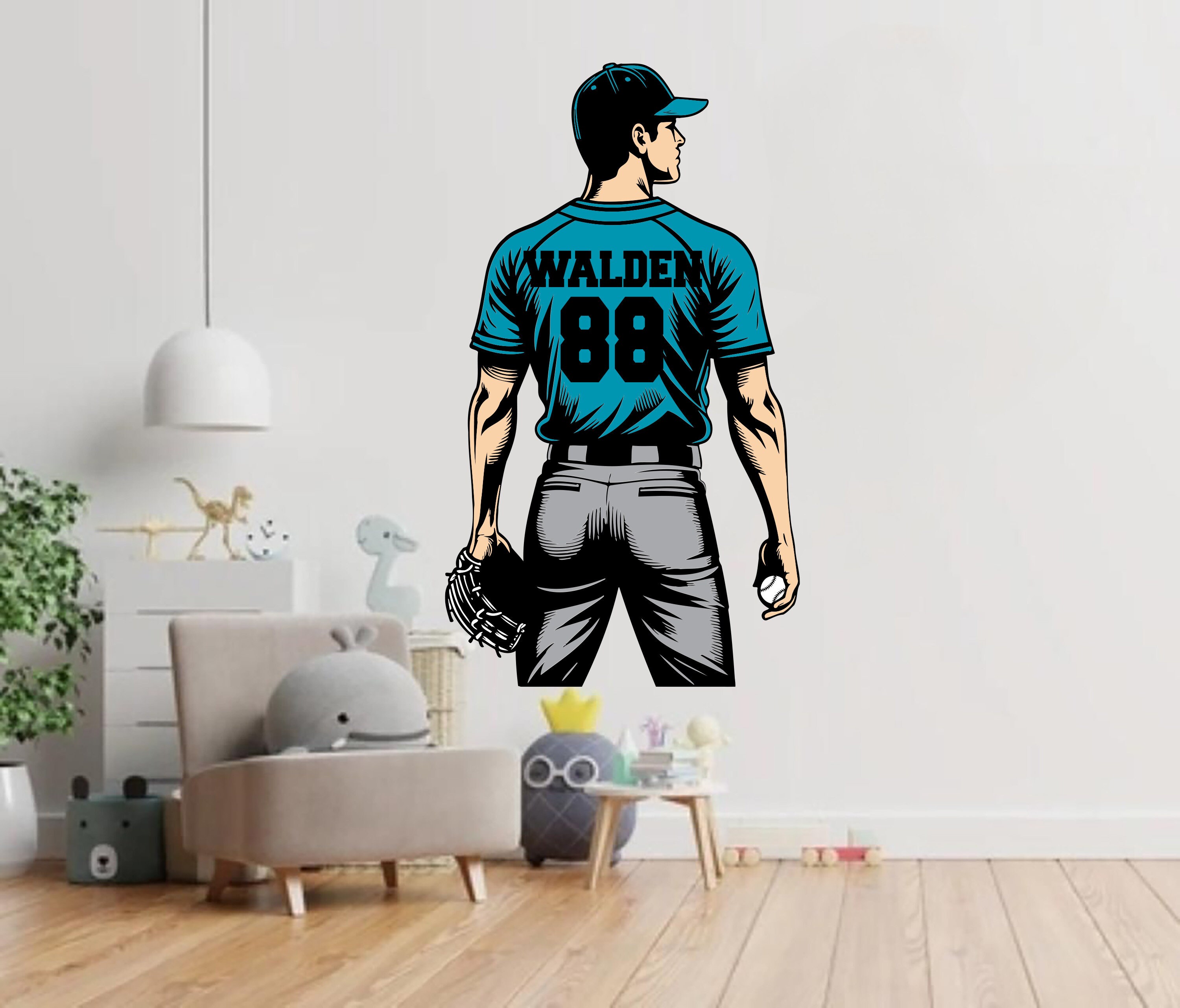 Baseball Player Wall Decal Boy Room Decor Customize With Your Name ...