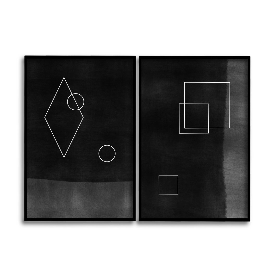 Abstract black and white printable wall art geometric art | Etsy