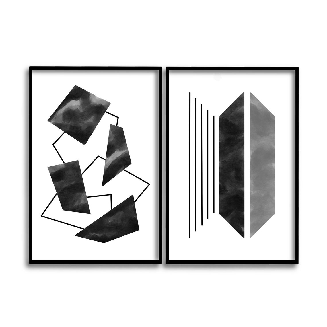 Abstract black and white printable wall art geometric art | Etsy