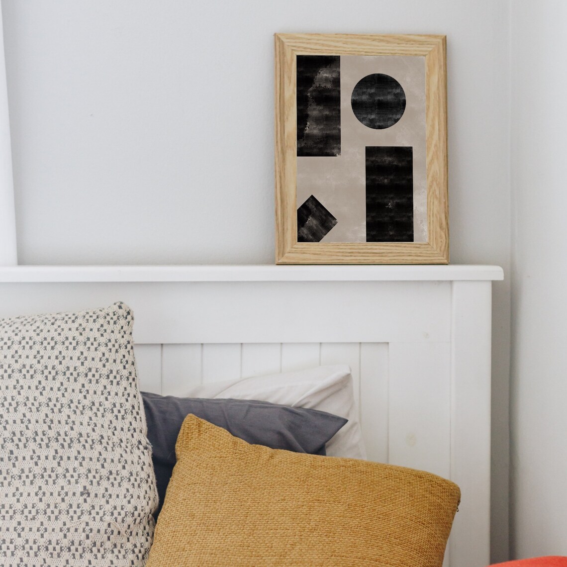 Geometric Beige and Black Printable Wall Art, Abstract Shapes Art Print ...