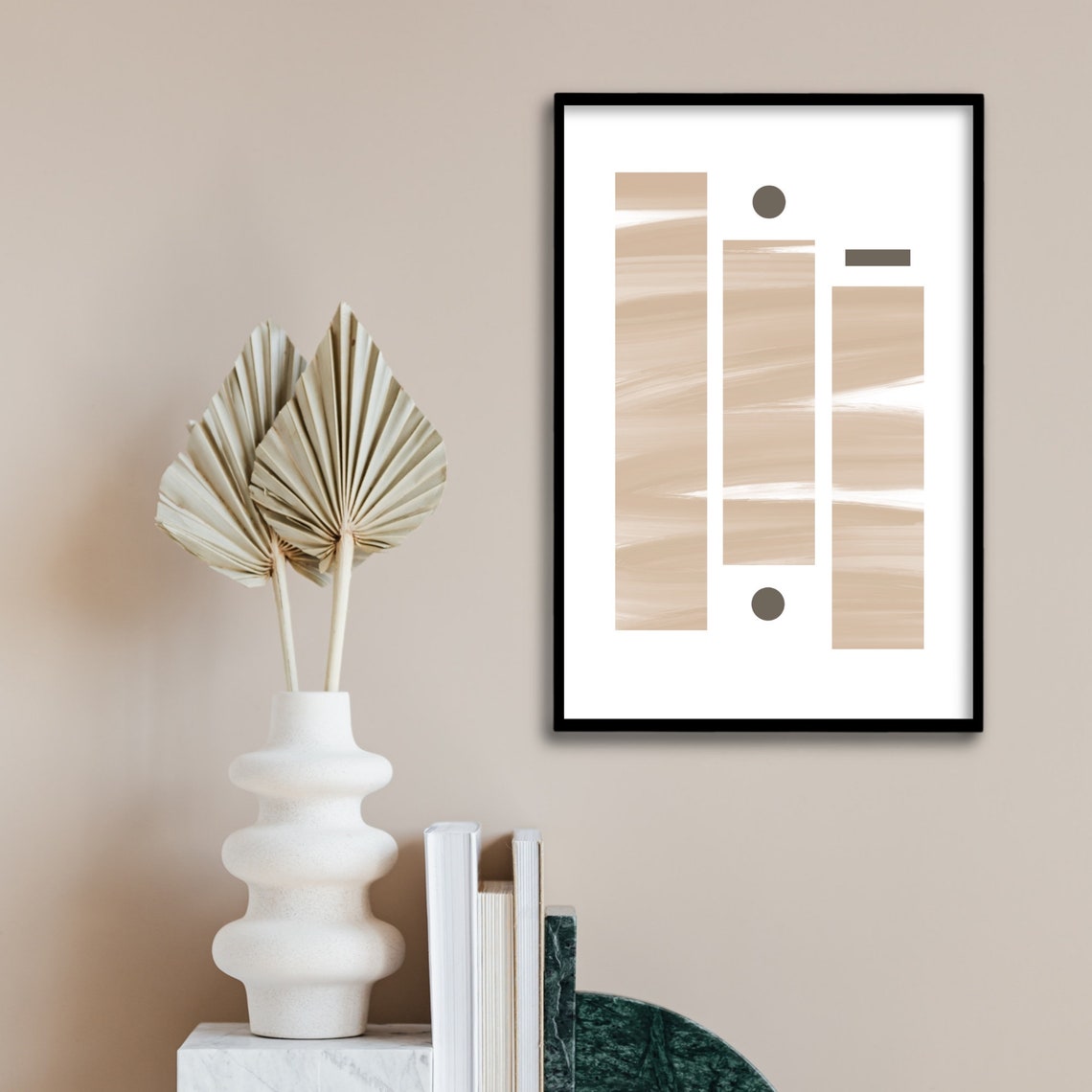 Minimalist beige printable wall art abstract shapes wall | Etsy