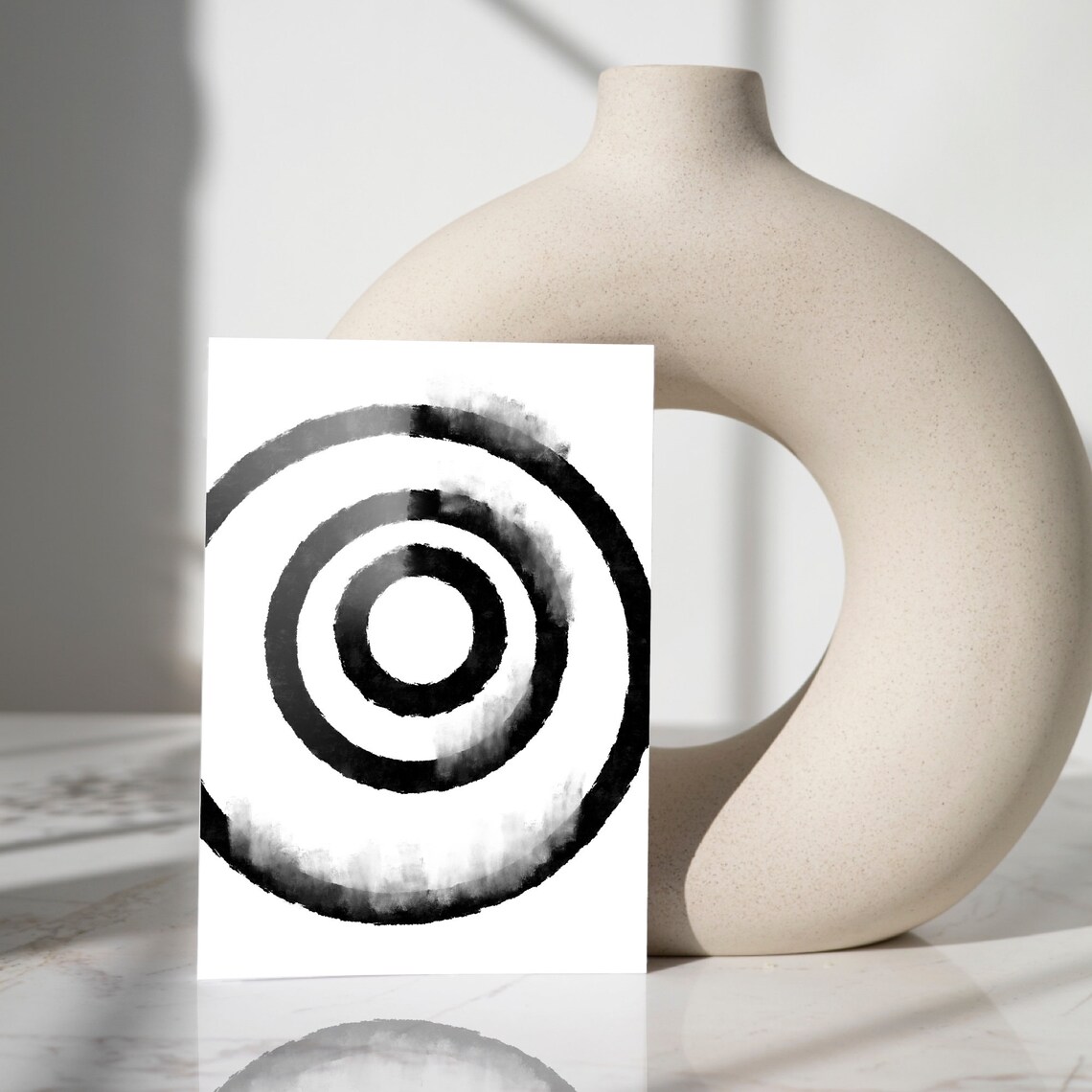 Black and White Spiral Printable Wall Art, Abstract Circles Wall Decor ...