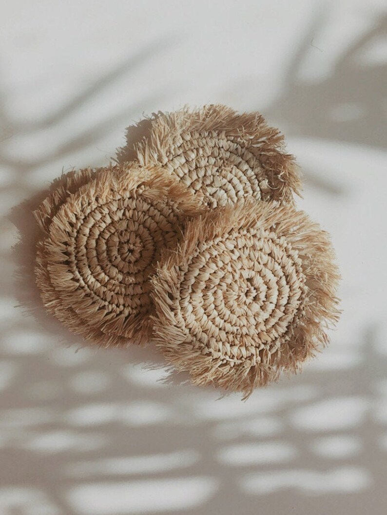 Raffia Coasters set of 4 - Etsy